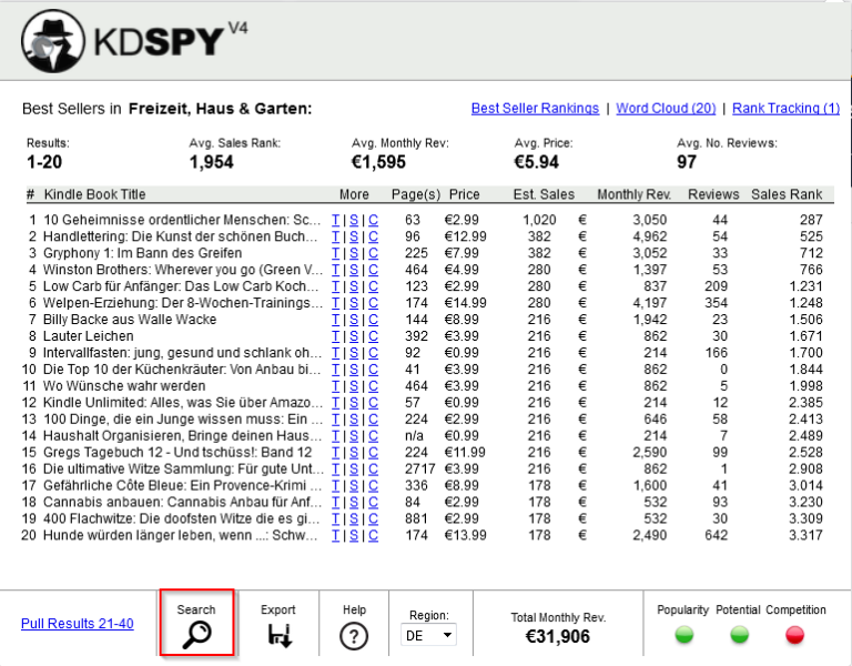 Erfahrungen mit KDSpy als Tool zur Nischenanalyse